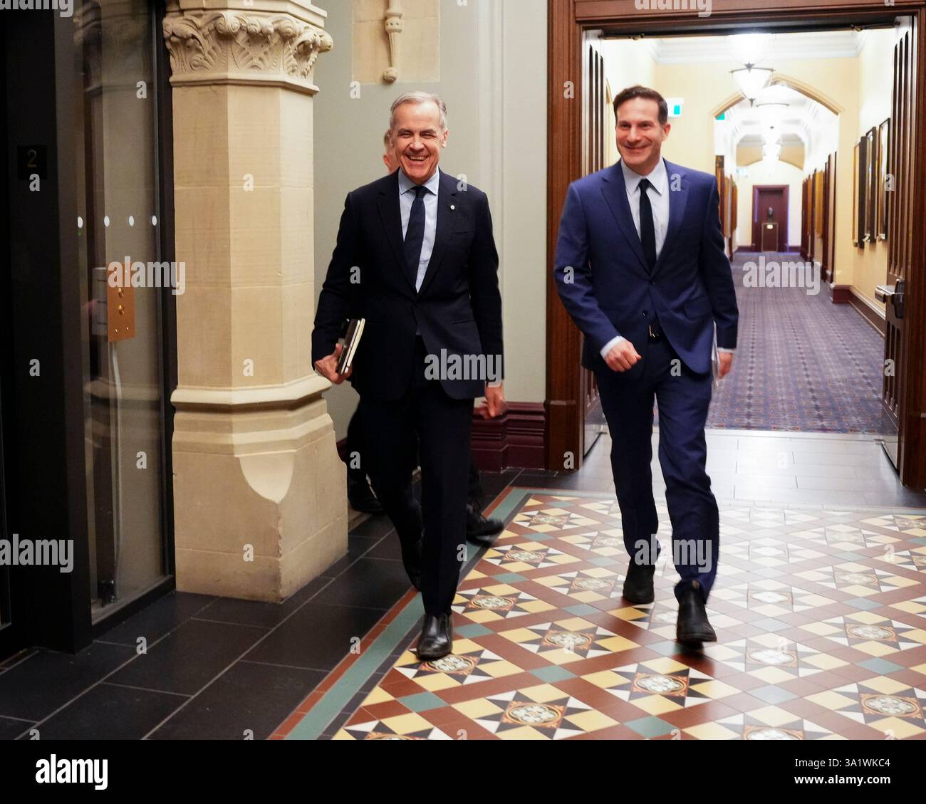 Ottawa, Canada. 10th Mar, 2025. Liberal Leader Mark Carney, left ...