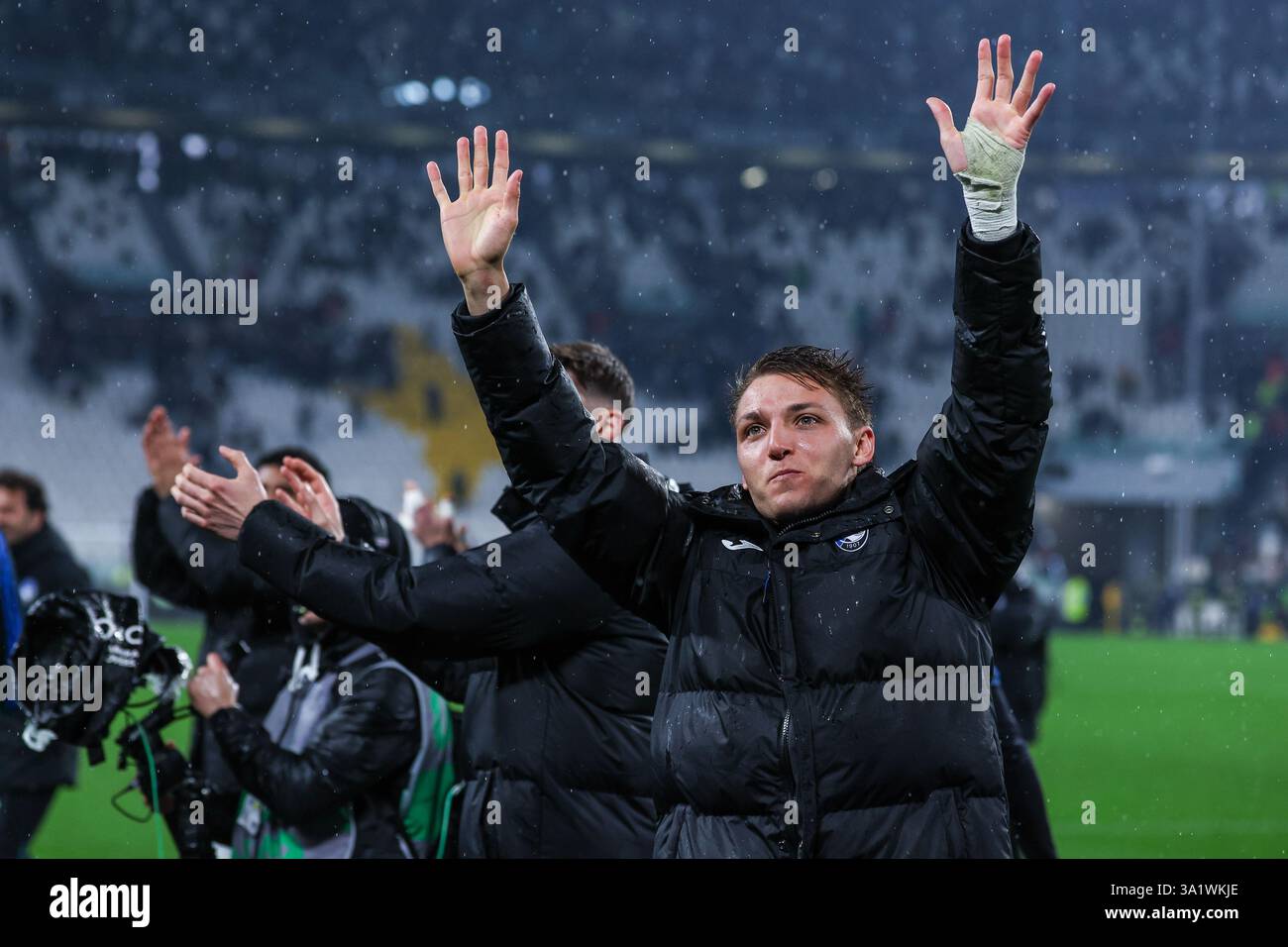 Turin, Italy. 09th Mar, 2025. Mateo Retegui of Atalanta BC celebrates ...