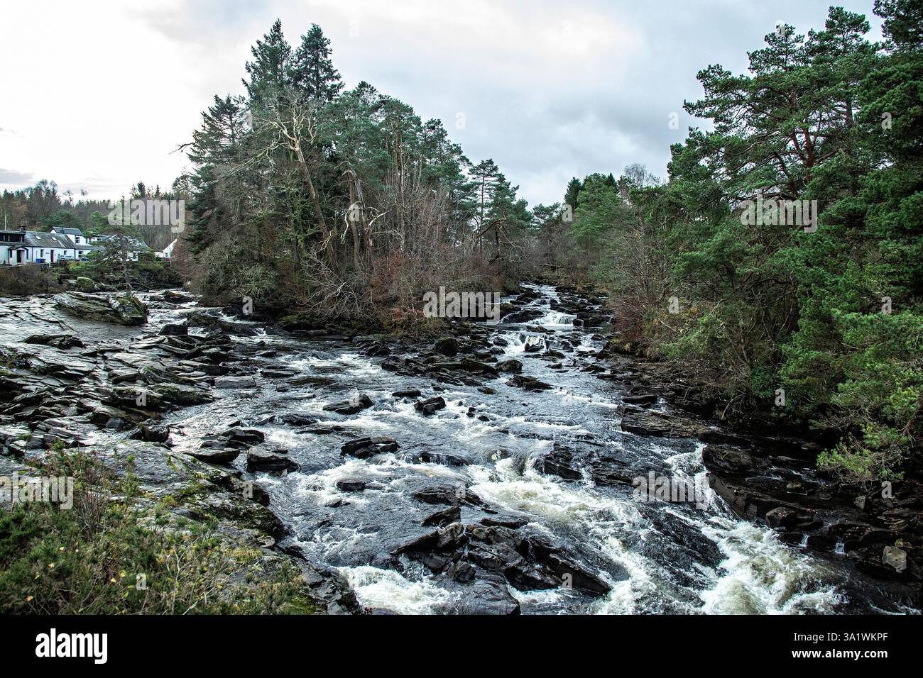 The Falls of Dochart, Killin, Scotland, showing good, white water and ...