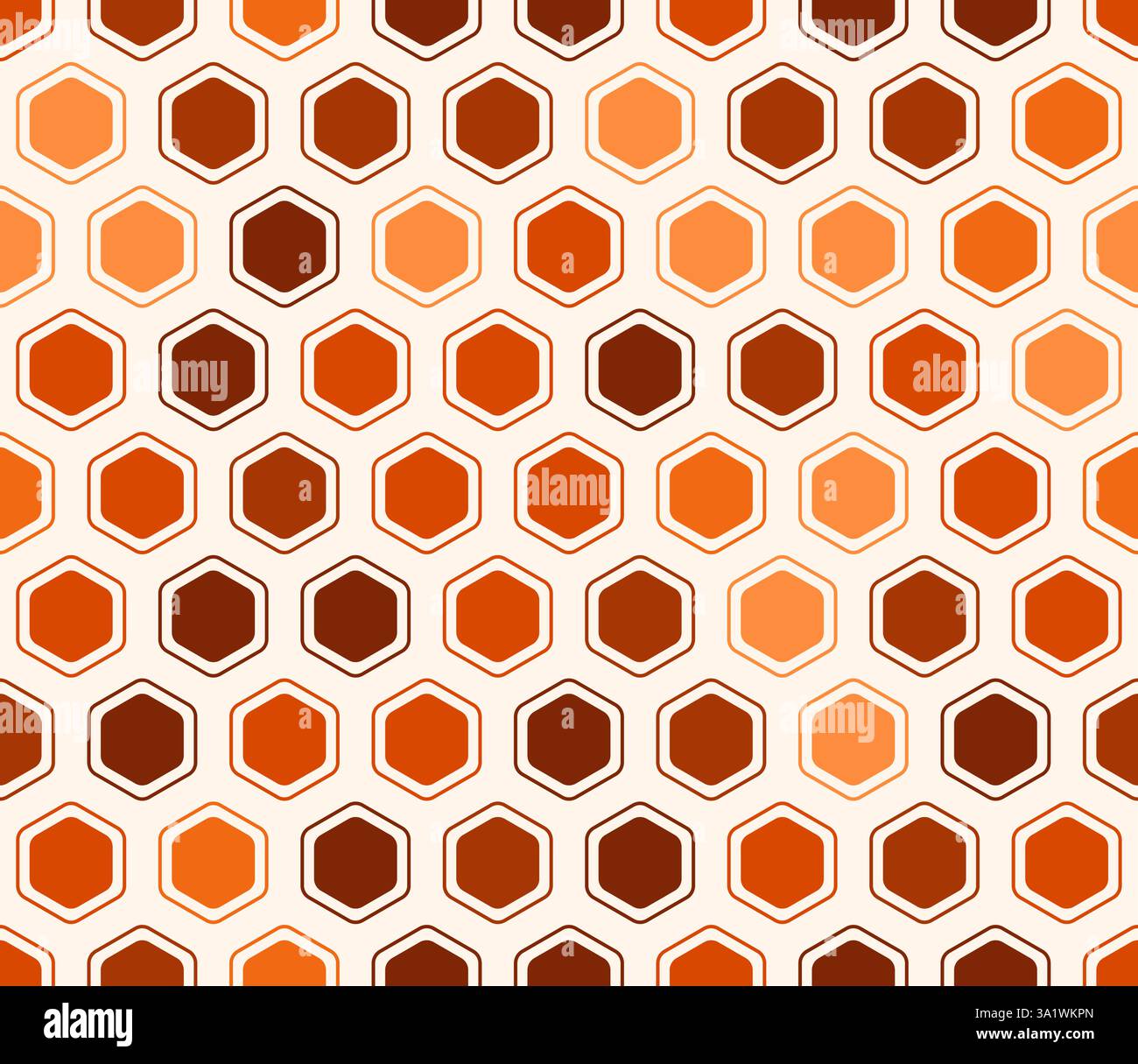 Vector seamless design. Rounded hexagons mosaic cells with padding and ...