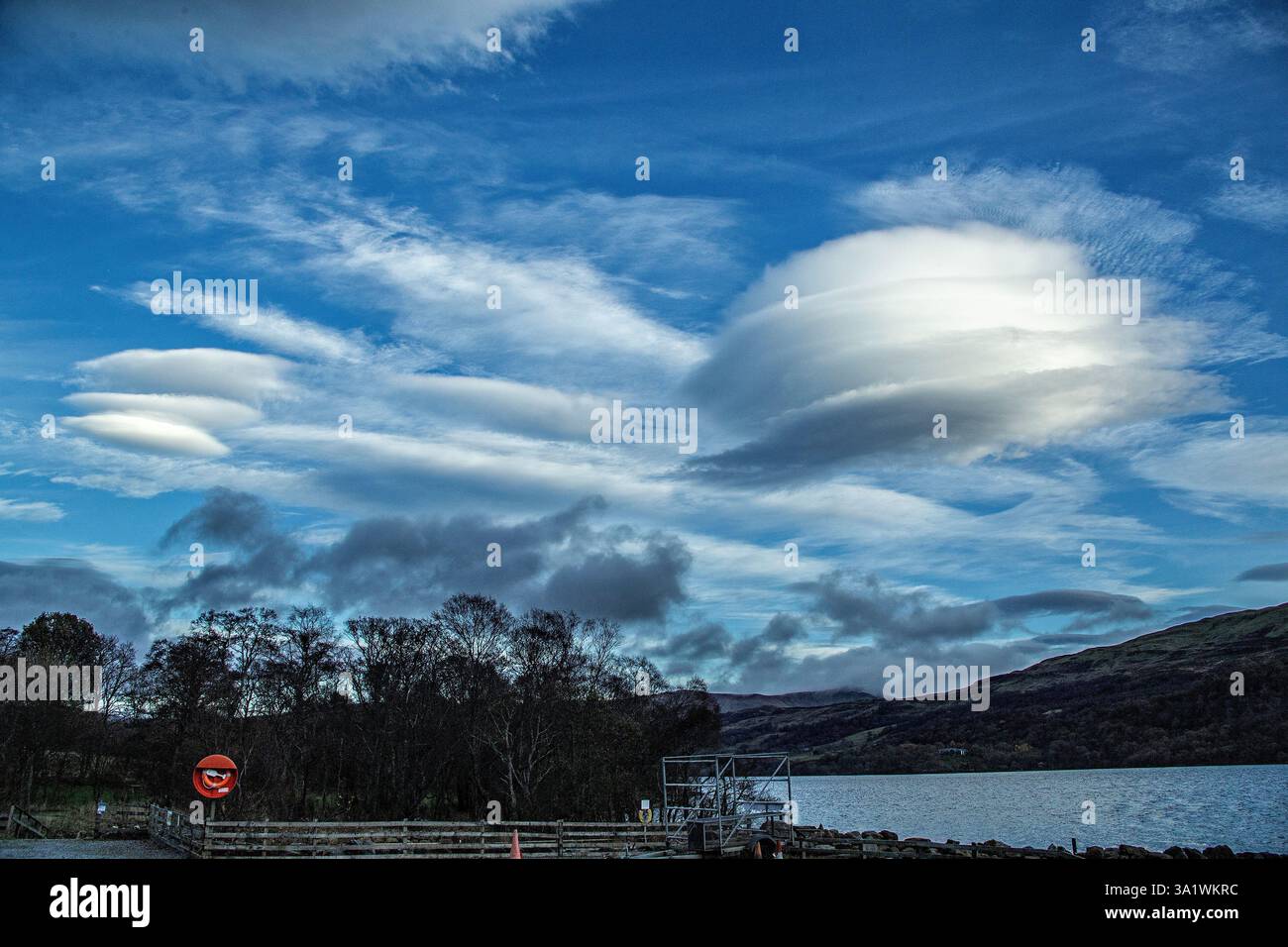 Rare Altocumulus lenticularis clouds forming over Lawers, on Loch Tay ...