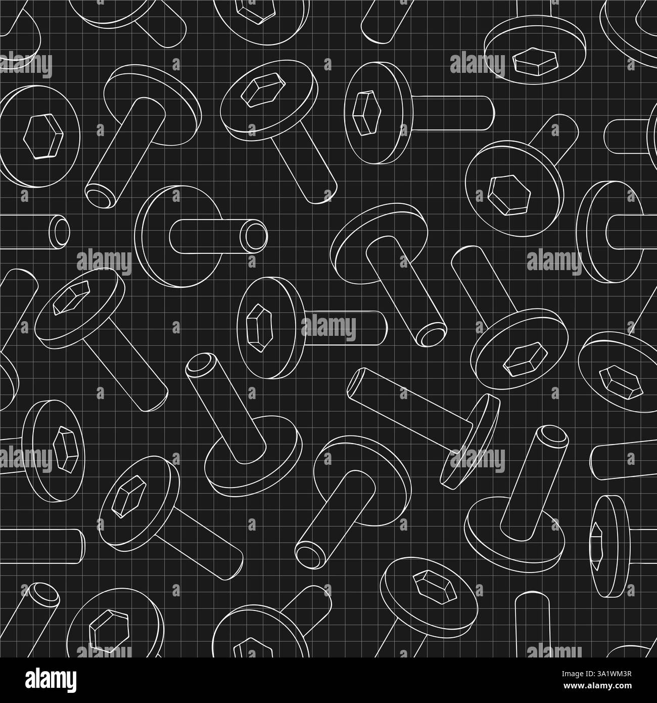 Mechanical engineering drawings on black background. Cutter, assembly ...
