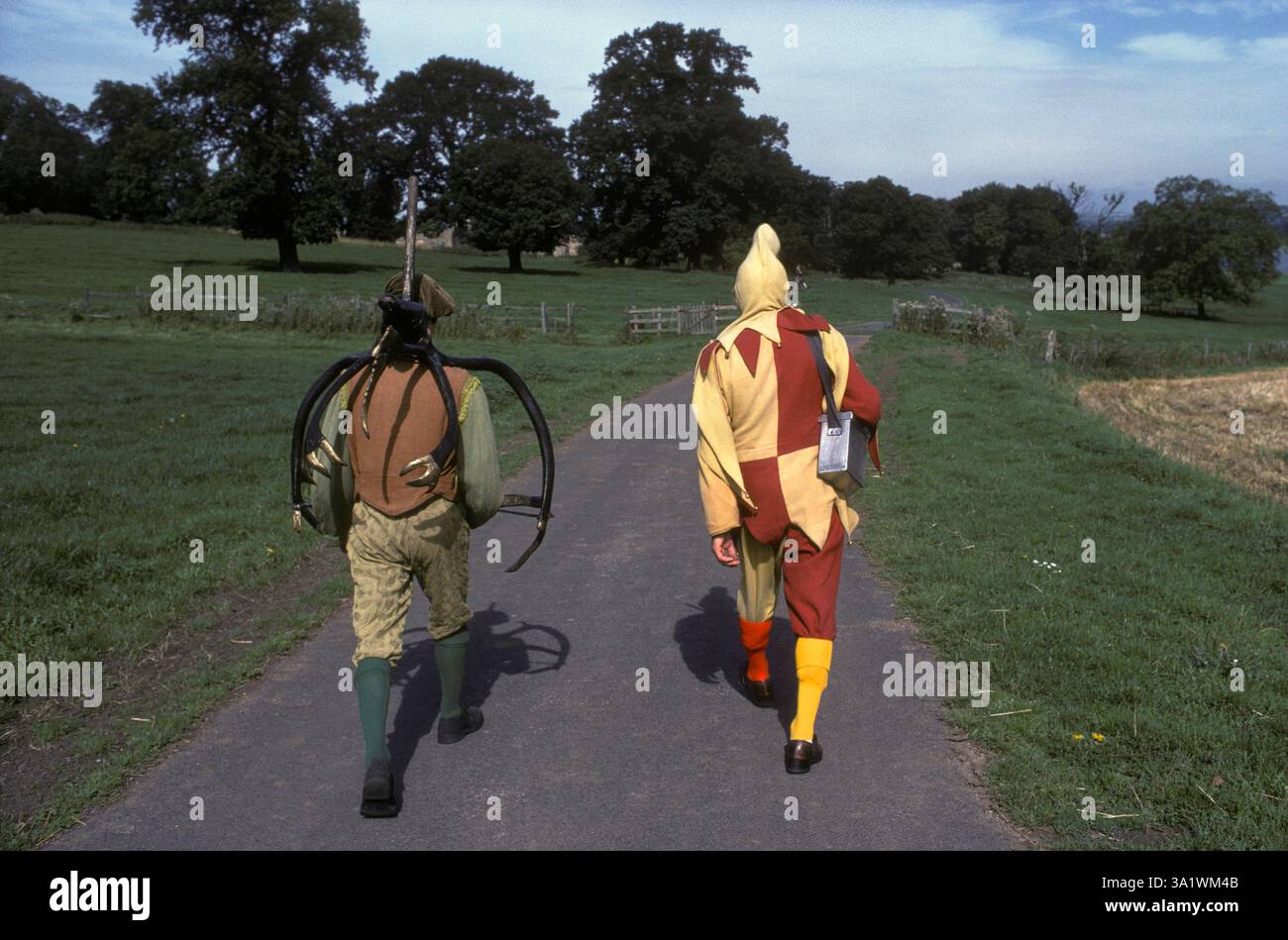 Abbots Bromley Horn Dance 1970s UK. The Fool also known as the Jester ...
