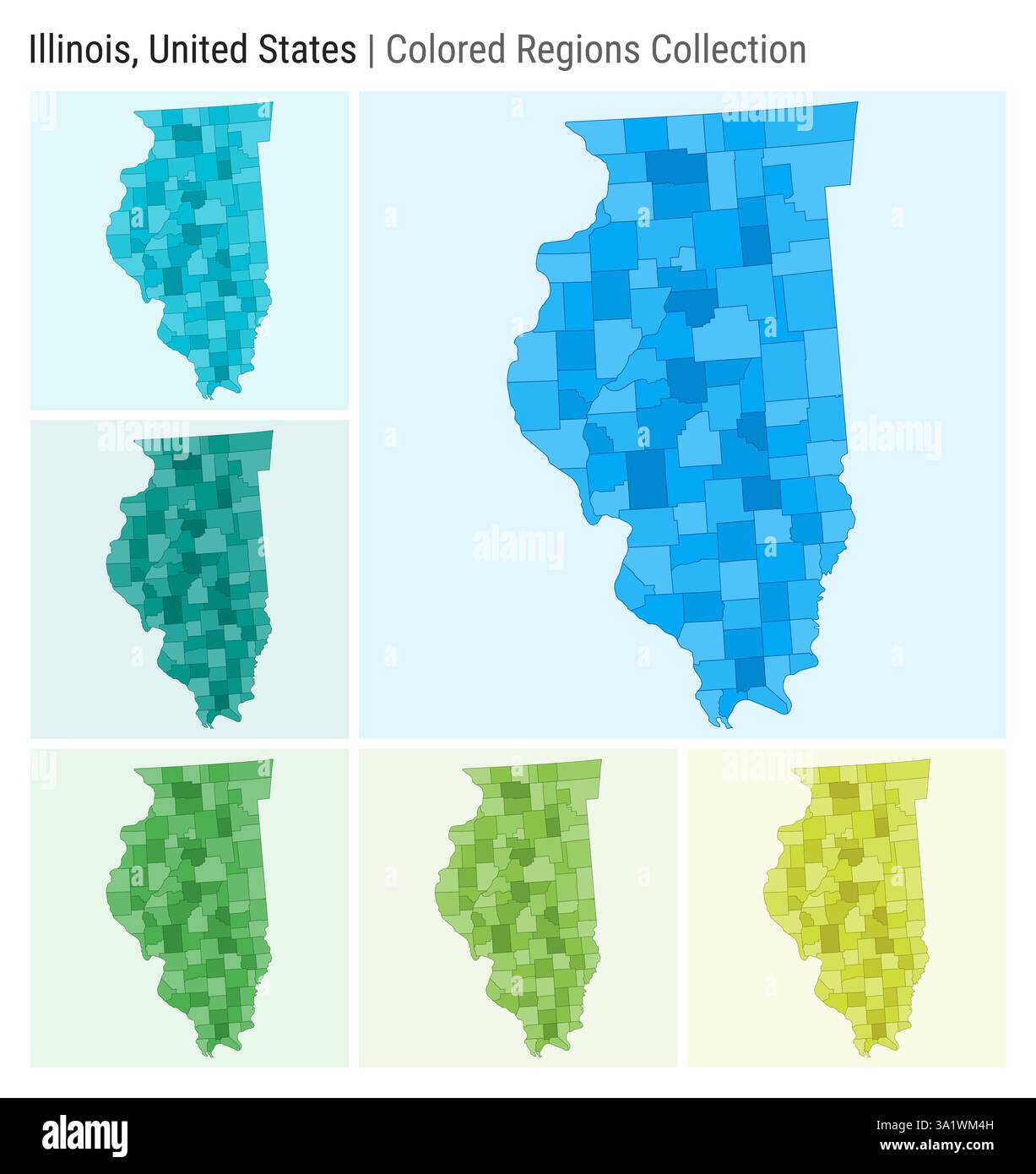 State of illinois map with counties hi-res stock photography and images ...