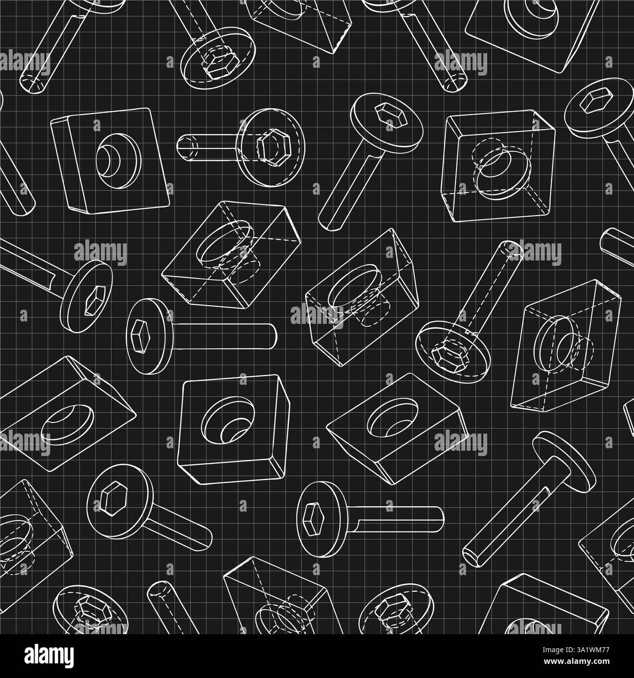 Mechanical engineering drawings on black background. Cutter, assembly ...