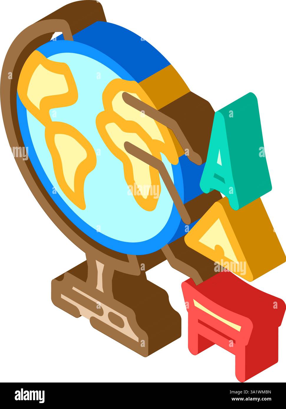 globe with landmarks geographical discoveries isometric icon vector ...