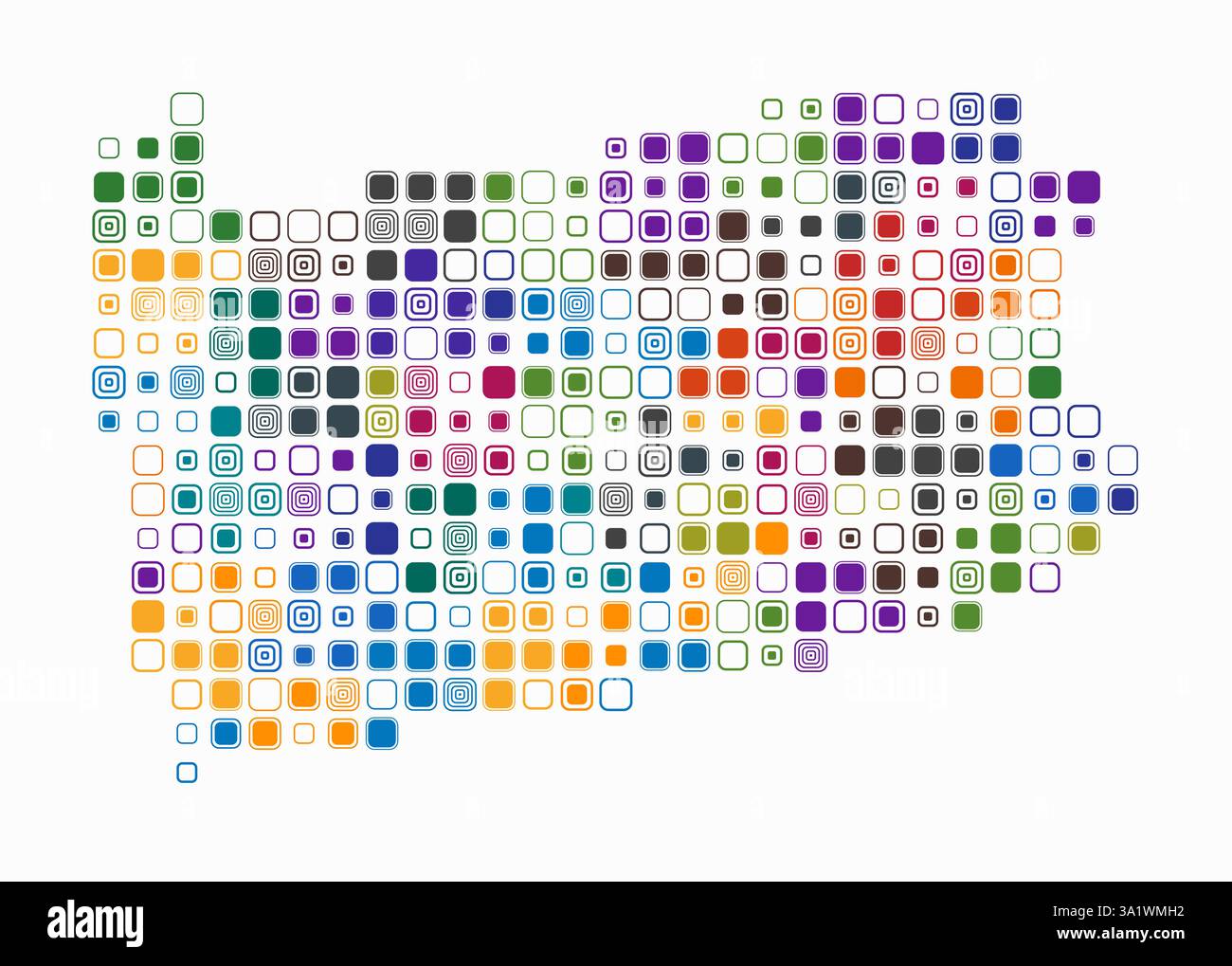 Pennsylvania, shape of the state built of colored cells. Digital style ...
