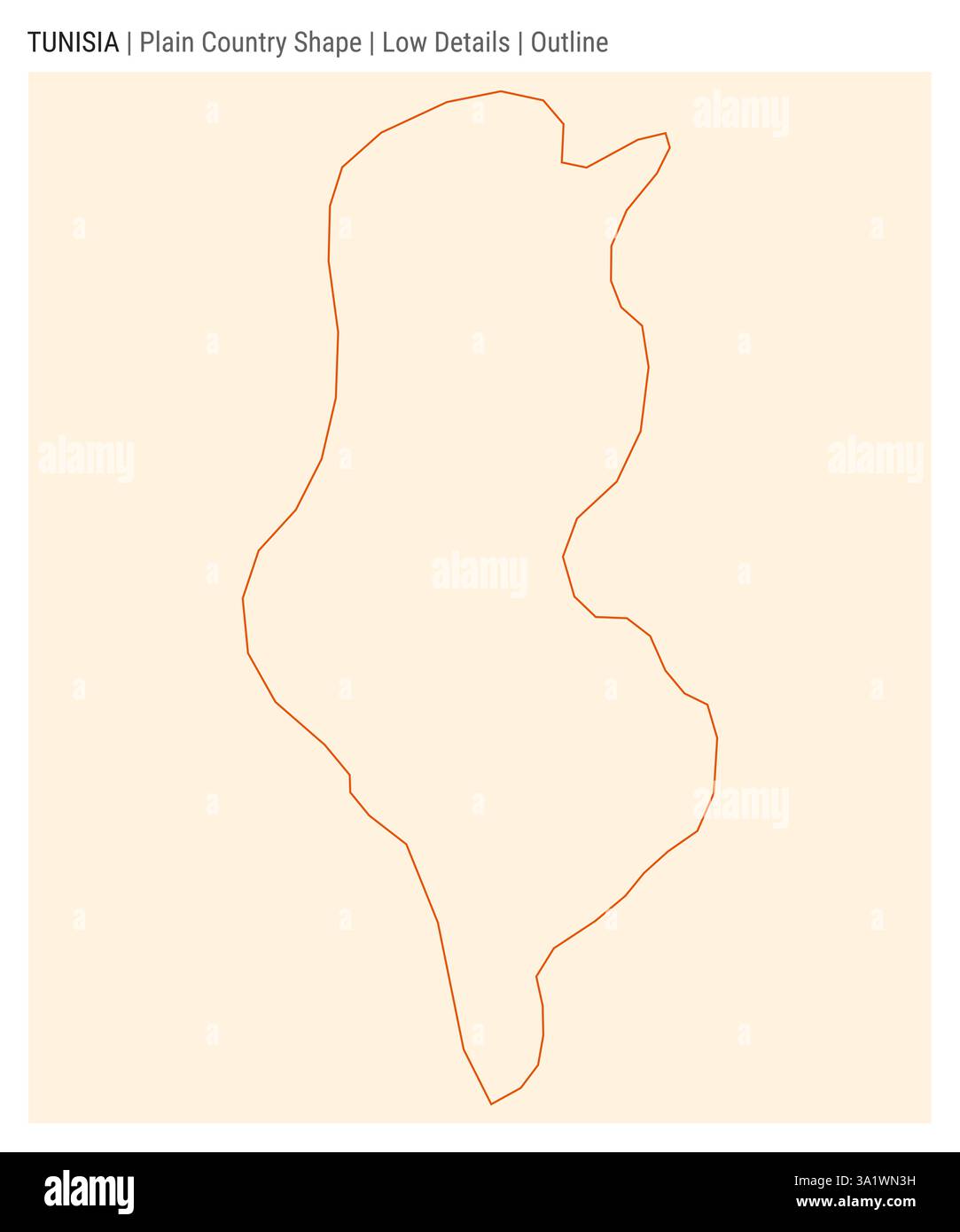 Tunisia plain country map. Low details. Outline style. Shape of Tunisia ...