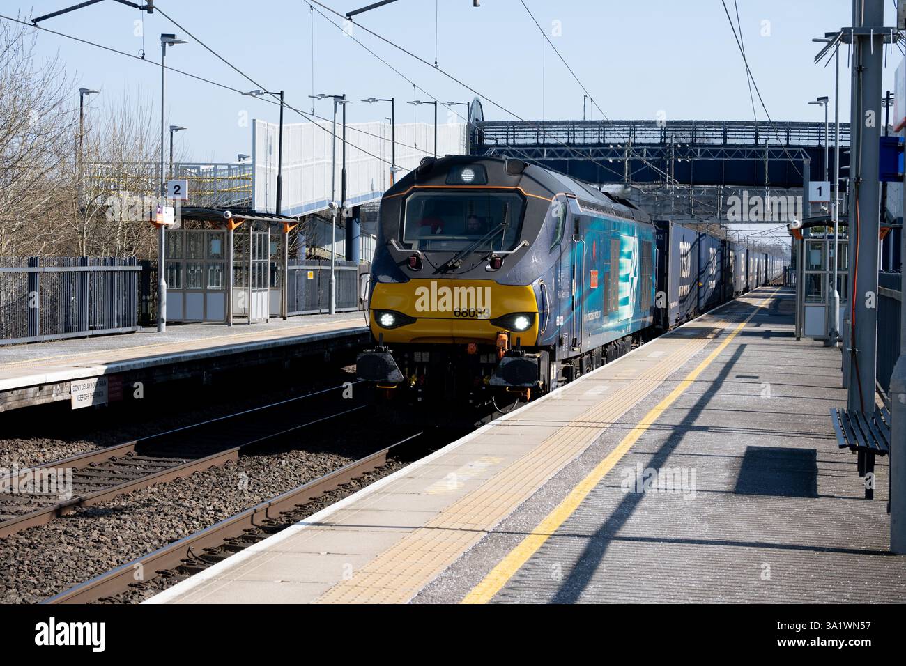 DRS class 68 diesel locomotive No. 68033 "The Poppy" pulling a Tesco ...