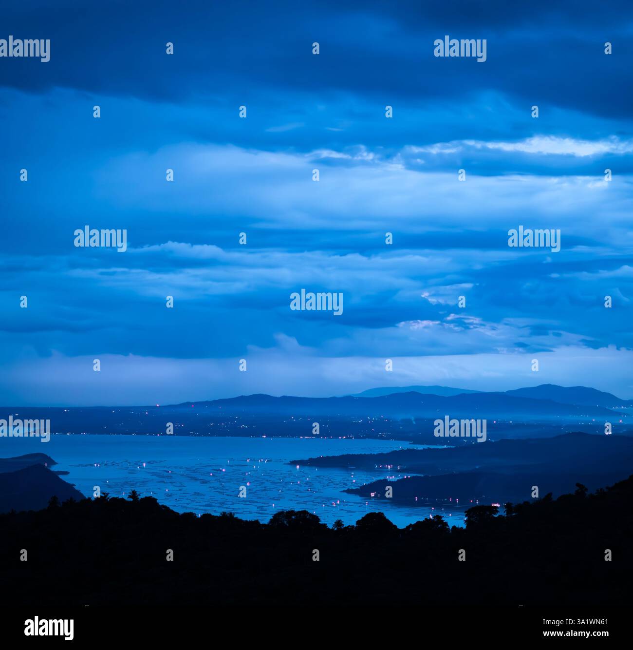 landscape view of a bay in Tagaytay during the late evening Stock Photo ...