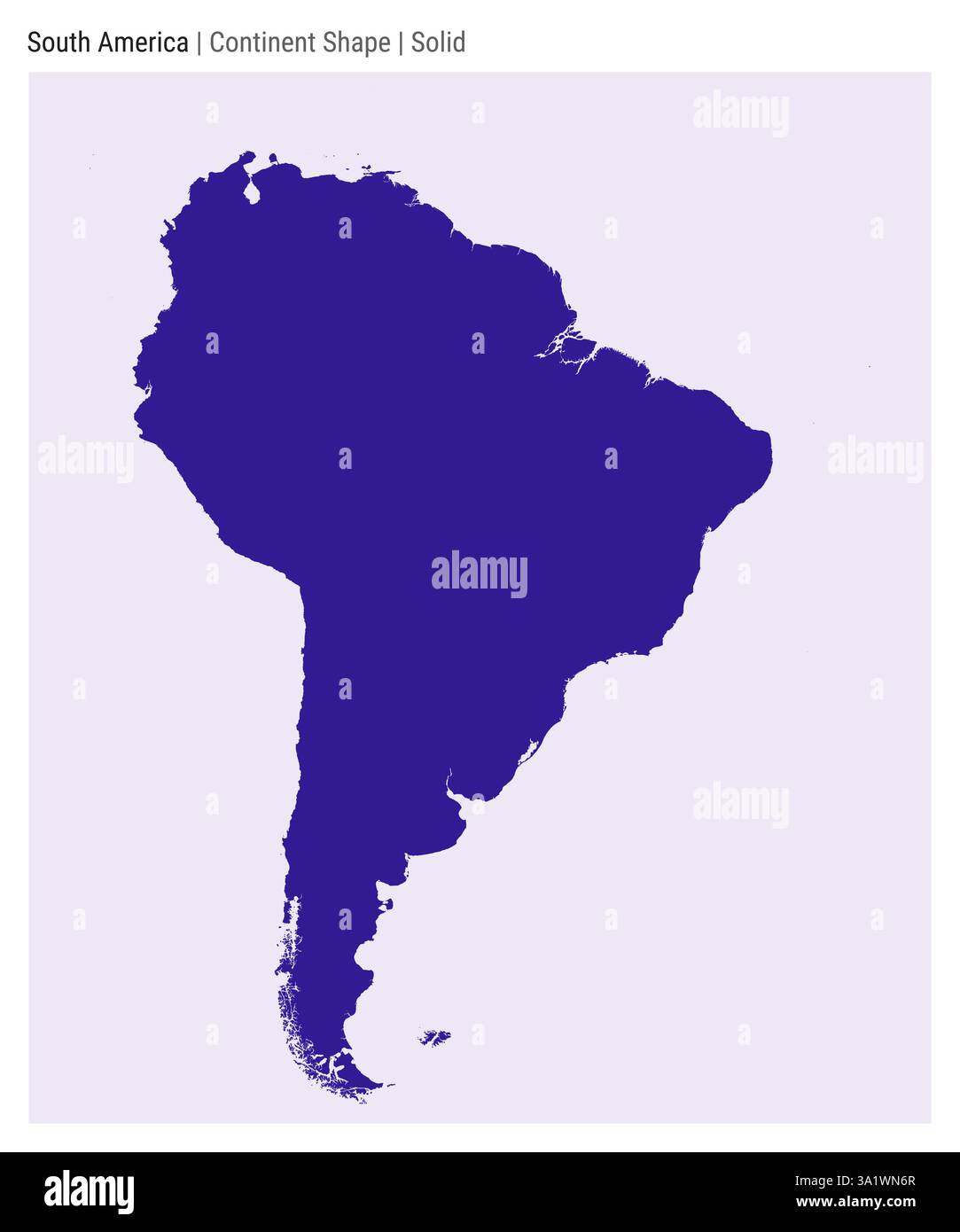 South America. Simple vector map. Continent shape. Solid style. Border ...