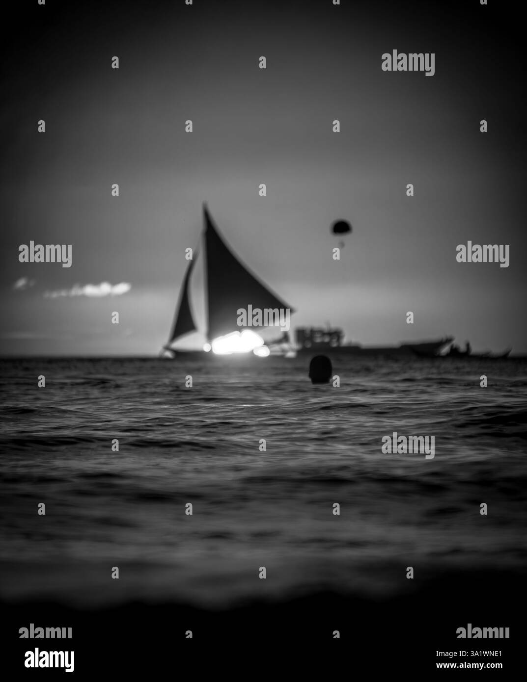 Boats in bay tropical Black and White Stock Photos & Images - Alamy