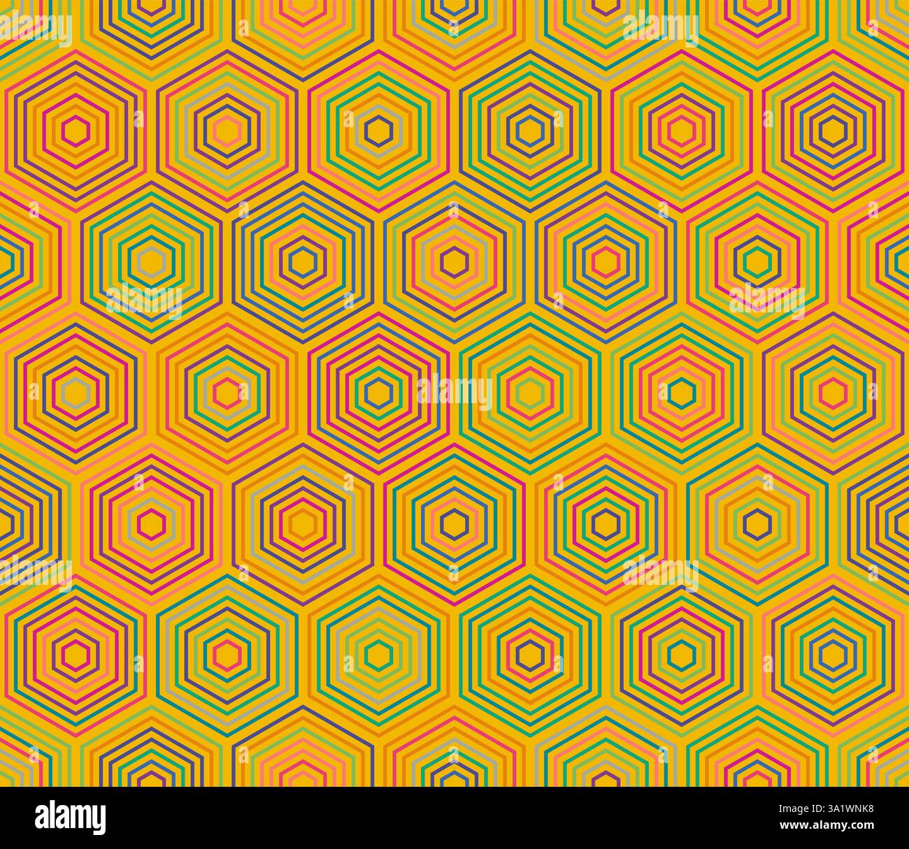 Hexagon pattern. Stacked hexagons mosaic pattern. Large honeycomb cells. Multiple tones color ...