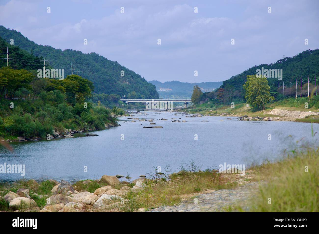 Namwon City, South Korea - October 3, 2021: The Seomjin River winds ...
