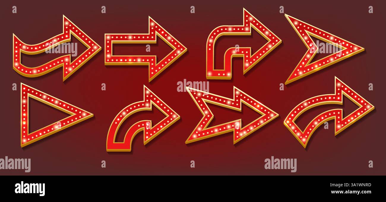 Arrows in neon light illuminated hi-res stock photography and images ...