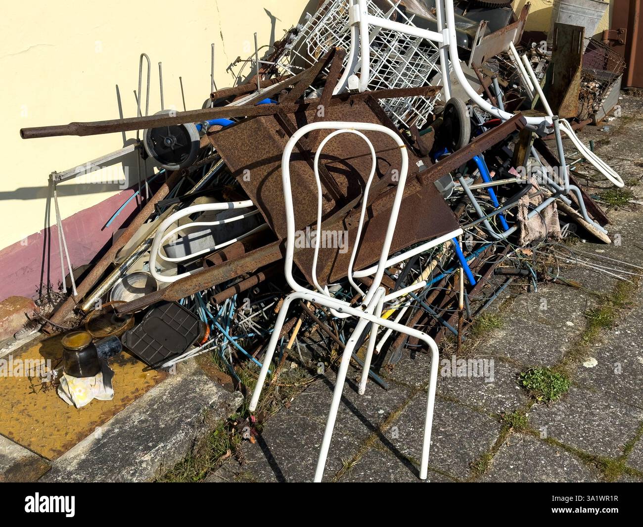 Waste separation recycling metal scrap for collection at the recycling ...