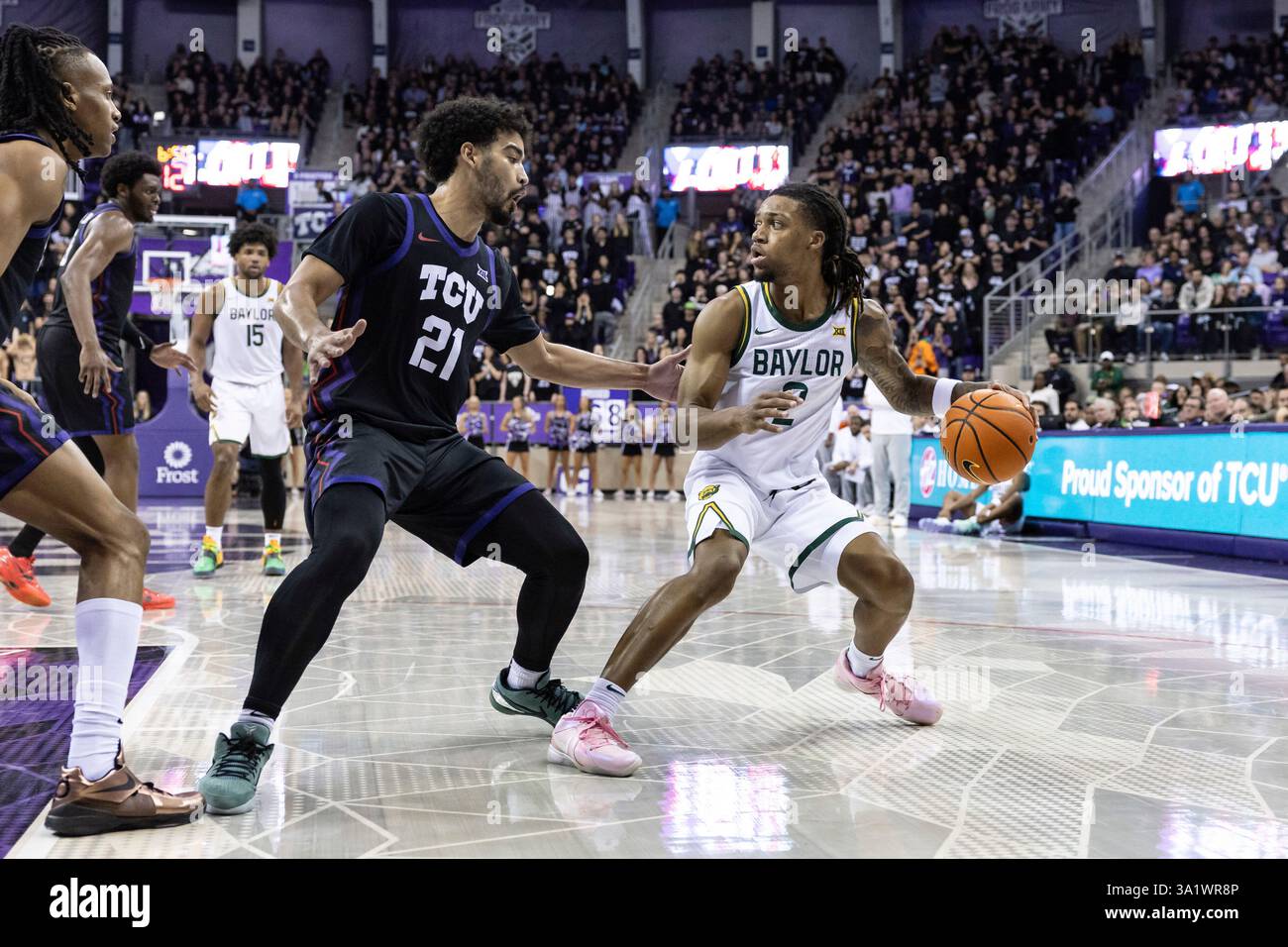 FORT WORTH, TX - MARCH 04: Baylor Bears guard Jayden Nunn (#2) dribbles ...