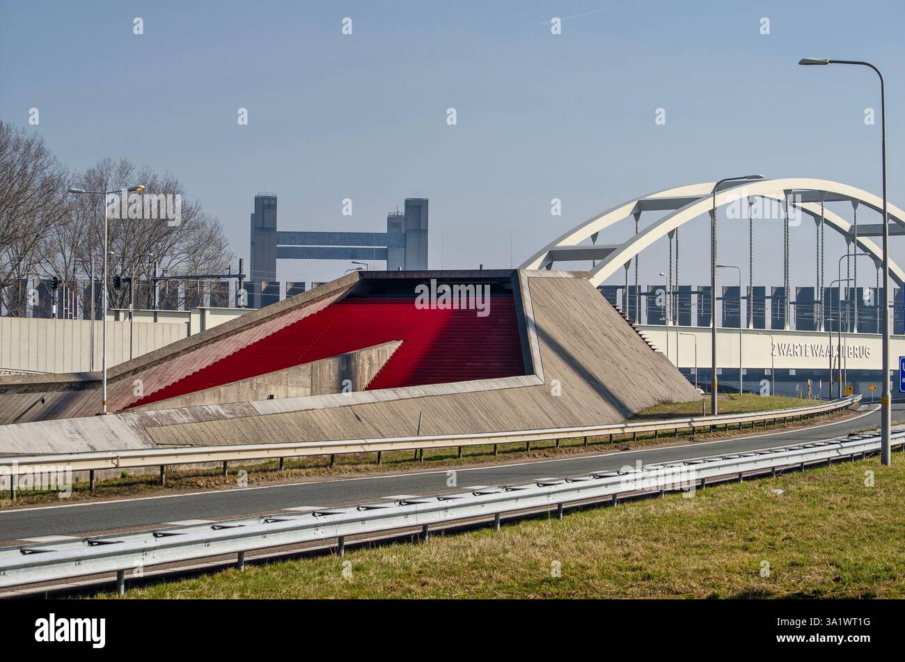 Rotterdam, March 4, 2025: a highway, a tunnel entrance, two bridges and ...