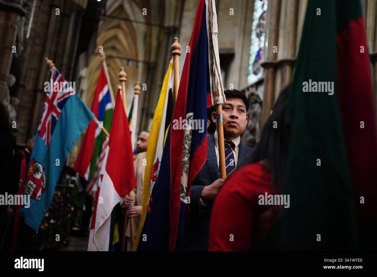 Flag bearers at the annual Commonwealth Day Service of Celebration at ...