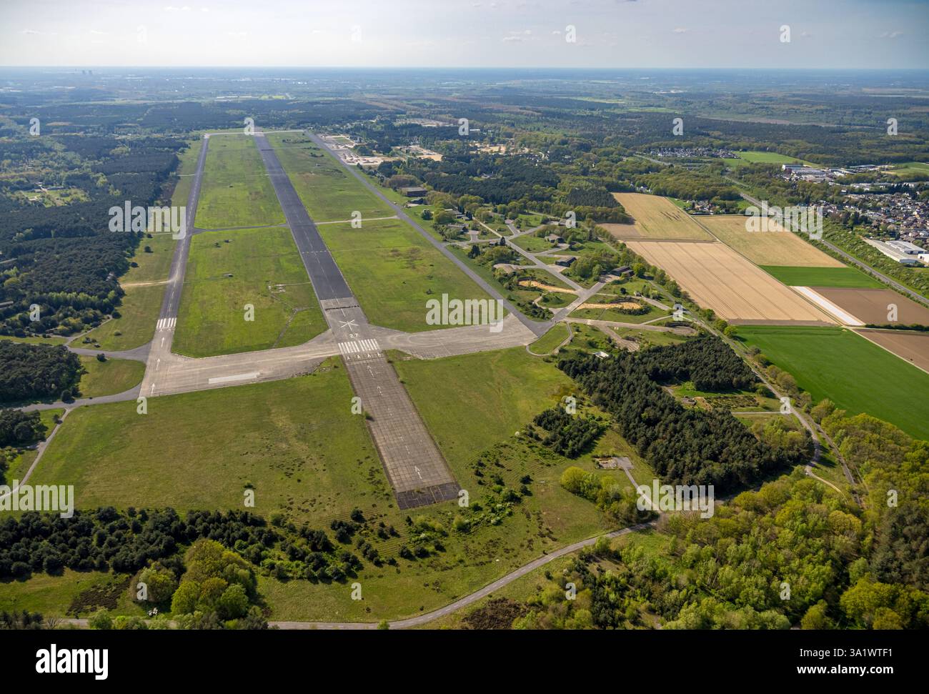 Aerial view, former military airport in Niederkrüchten-Elmpt, airfield ...