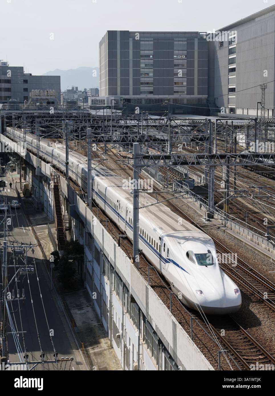 A Shinkansen bullet train runs on the Sanyo Shinkansen Line in the ...