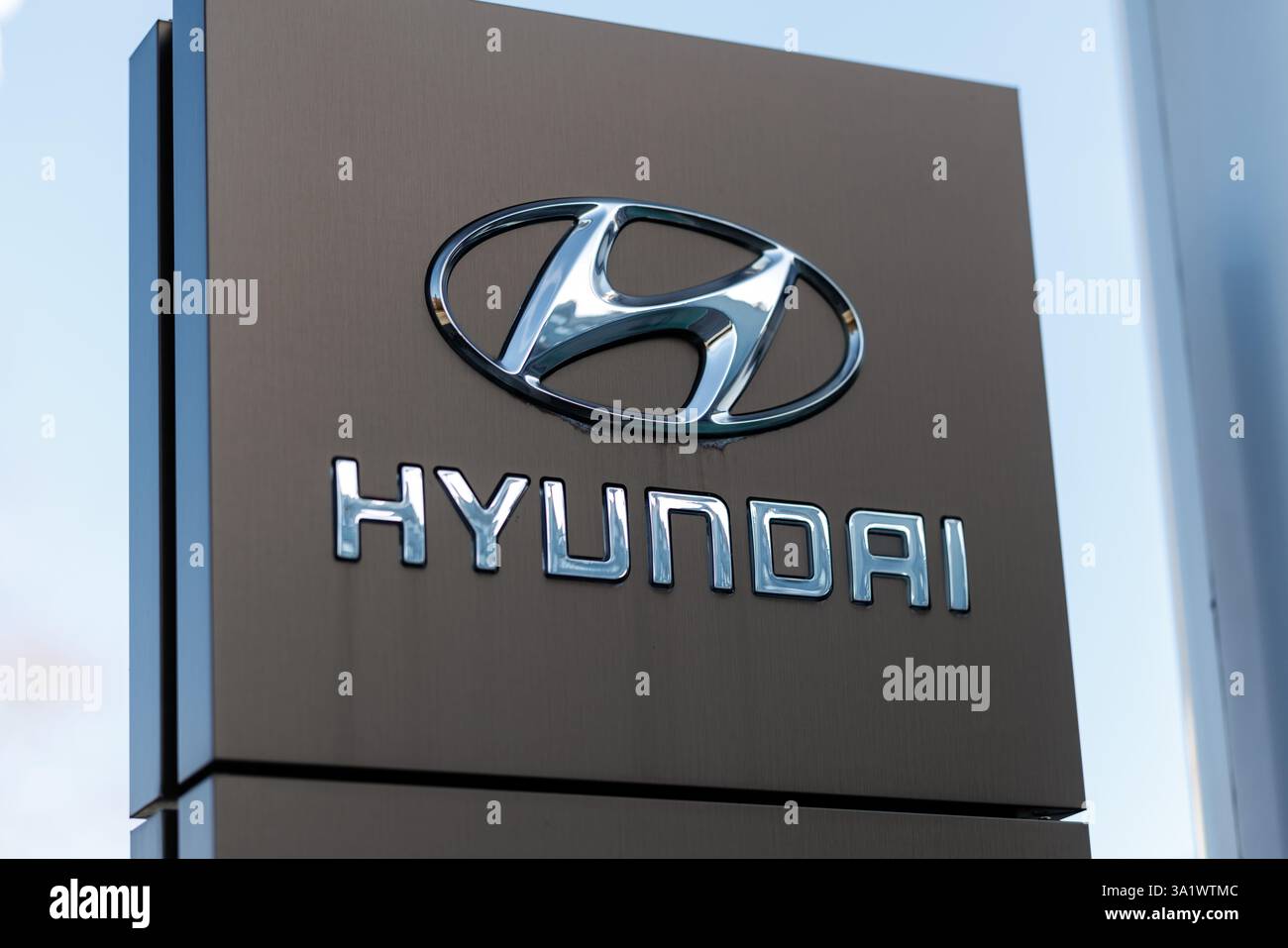 Munich, Germany. 09th Mar, 2025. The brand logo of the Hyundai Motor ...
