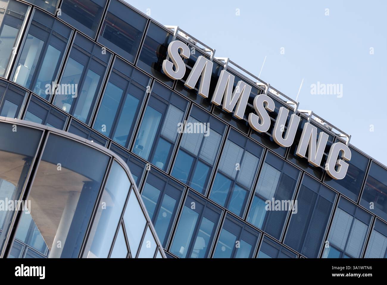 Munich, Germany. 09th Mar, 2025. The Samsung lettering and logo can be ...