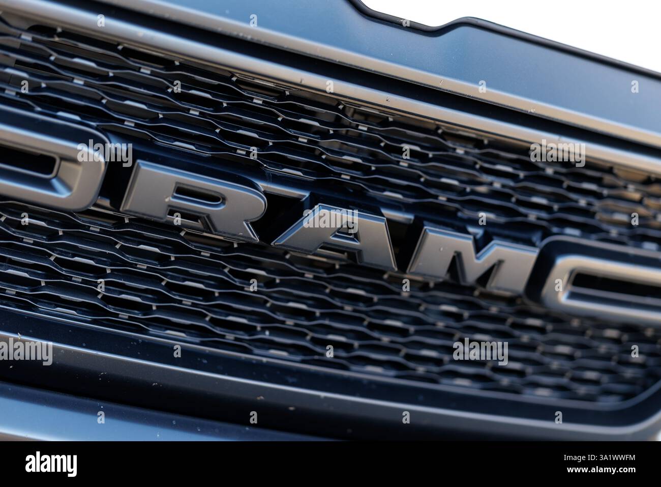 09 March 2025, Bavaria, Munich: The RAM brand logo can be seen on a vehicle from the car ...