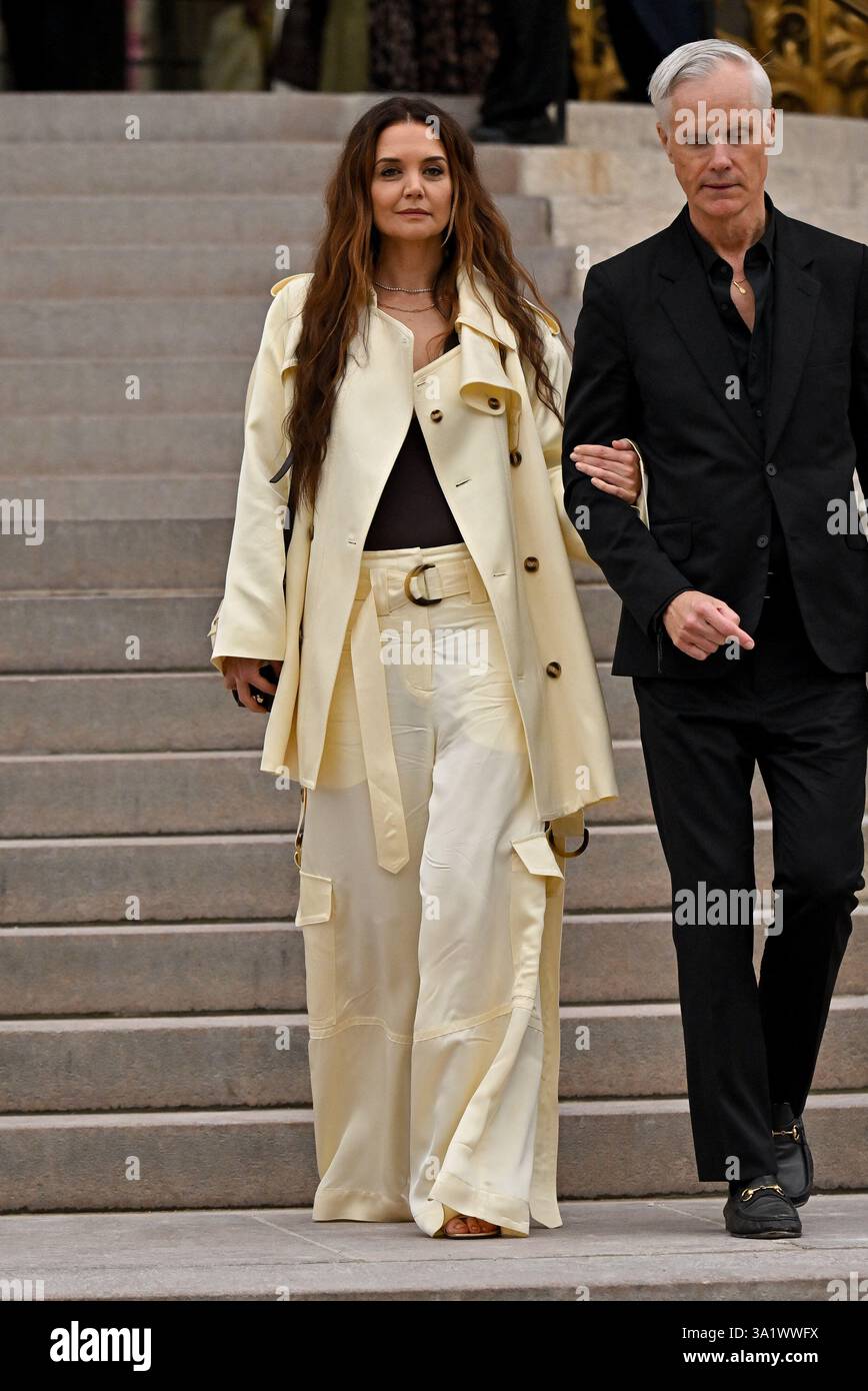 Katie Holmes arriving at Zimmerman show during Paris Fashion Week in ...
