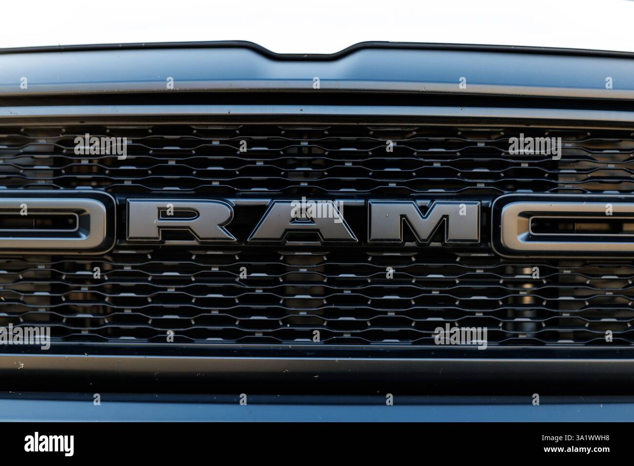 09 March 2025, Bavaria, Munich: The RAM brand logo can be seen on a vehicle from the car ...