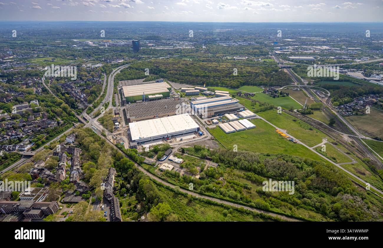 Aerial view, MAN Energy Solutions plant site construction site with new ...