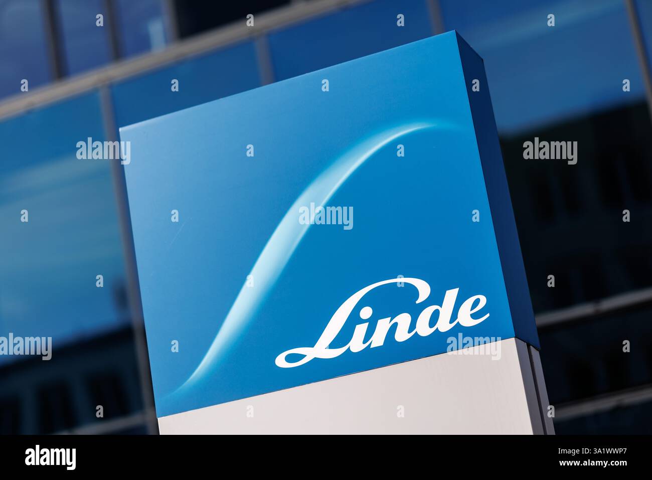 09 March 2025, Bavaria, Pullach: The logo and lettering of the ...