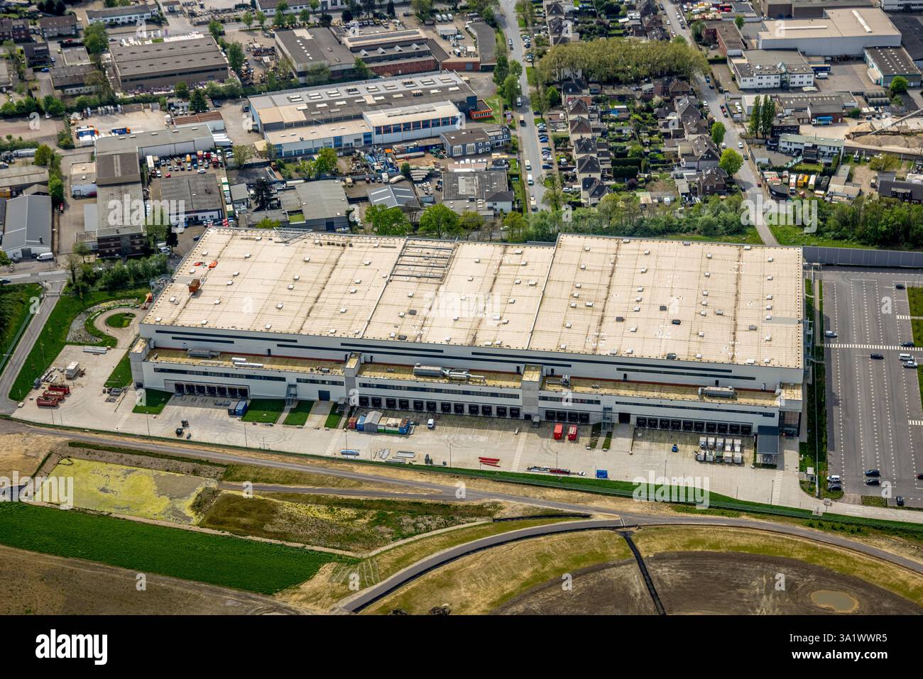 Aerial view, construction site for Picnic e-food warehouse at the Edeka central warehouse ...