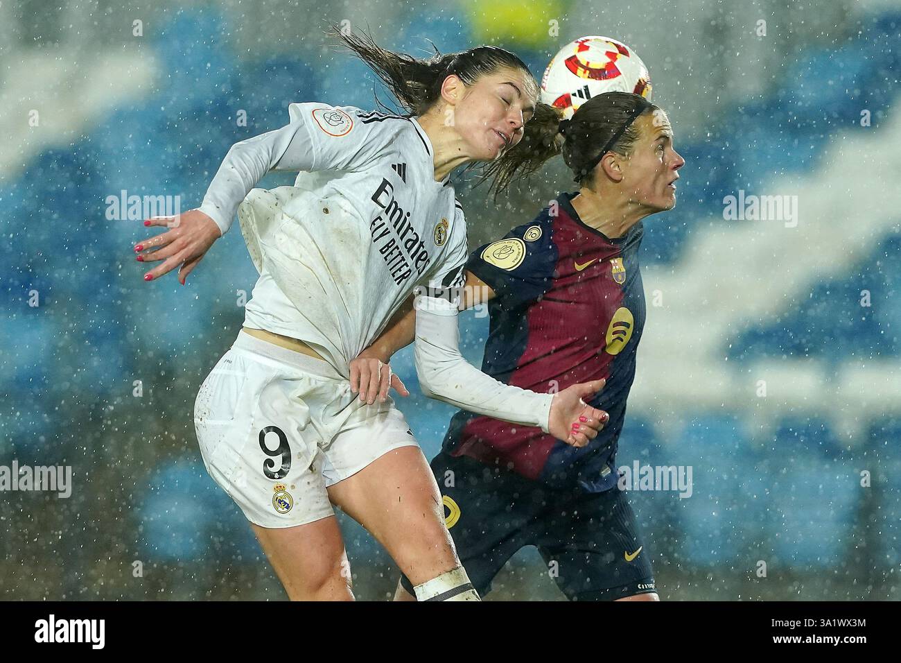 Madrid, Spain. 06th Mar, 2025. Real Madrid CF's Signe Bruun (l) and FC ...