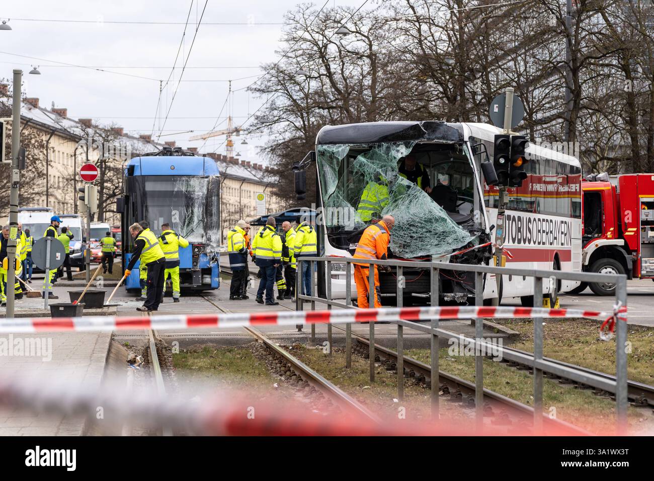 Munich, Bavaria, Germany - March 10, 2025: Serious traffic accident in ...