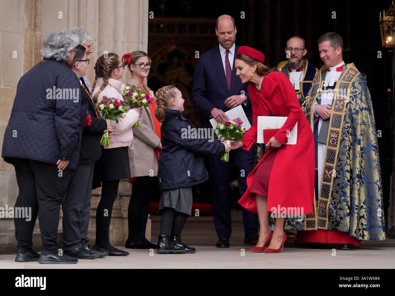 The Princess of Wales is presented with flowers after attending the ...