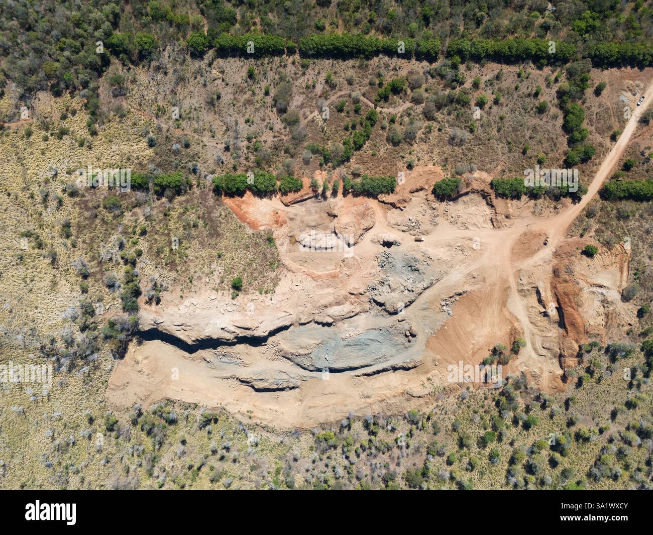 Aerial perspective showing unique geological formation with exposed ...