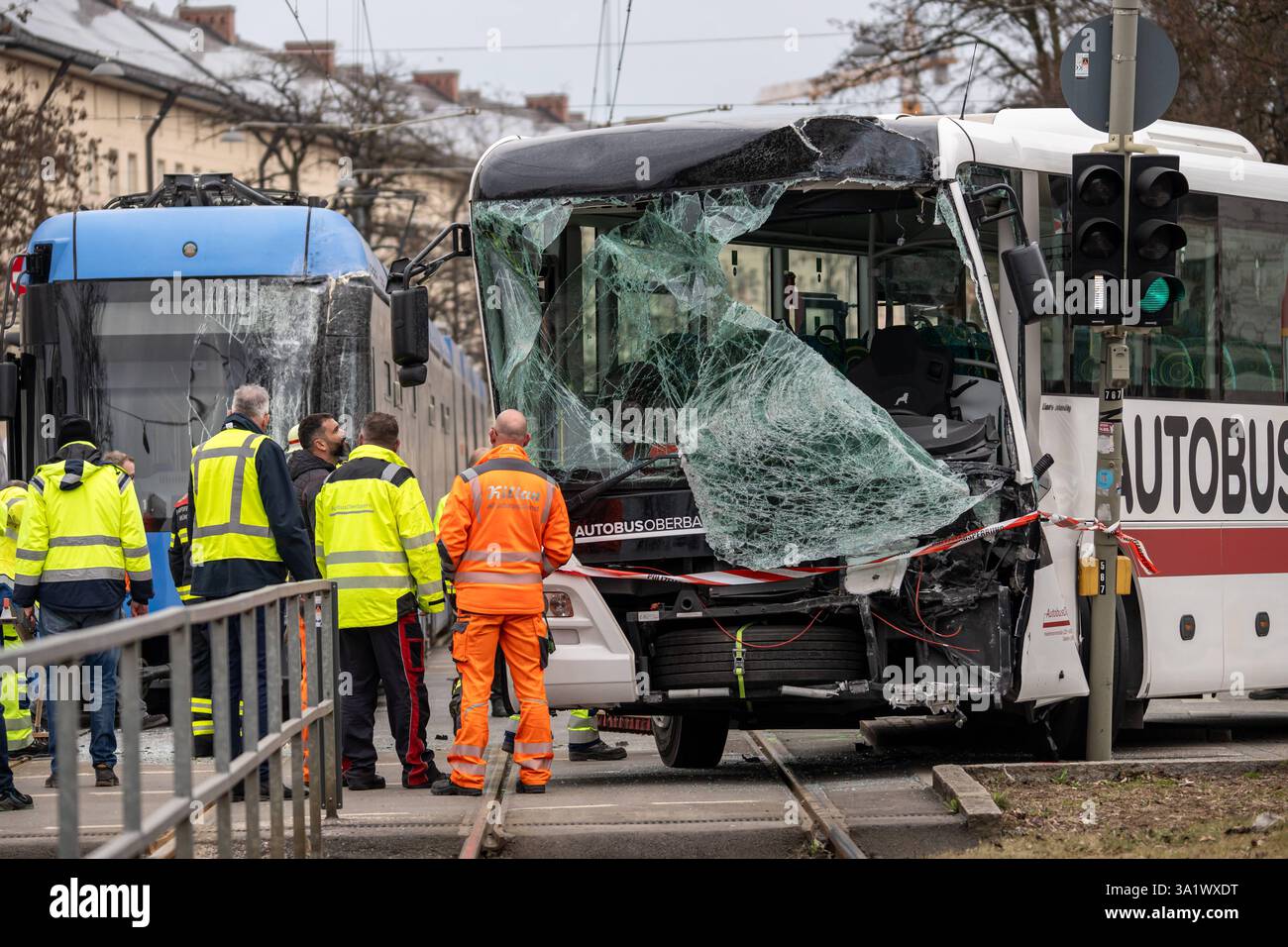 Munich, Bavaria, Germany - March 10, 2025: Serious traffic accident in ...
