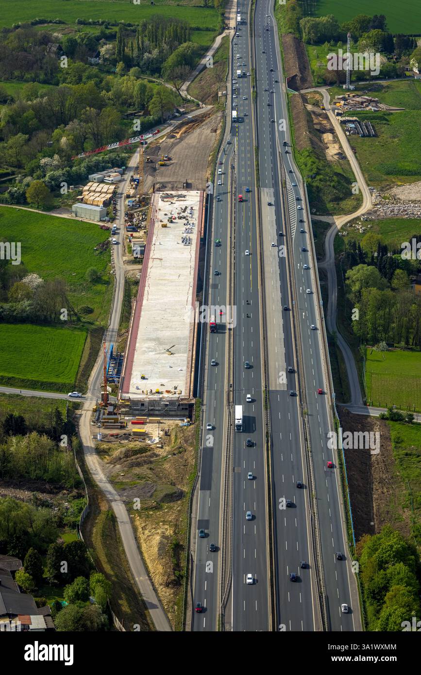 Aerial view, construction site with replacement Liedbachtal bridge on ...