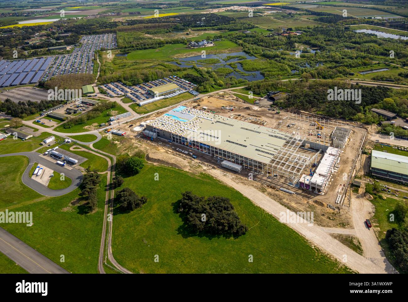 Aerial view, construction site with new building at Limburger Tor ...