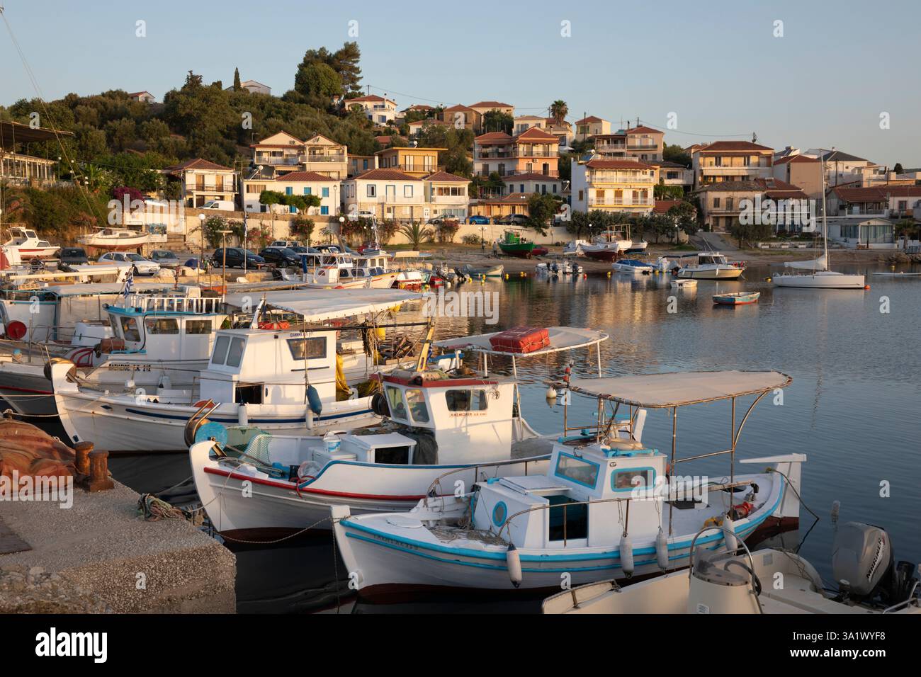 The fishing harbour, Finikounda, Messenia, Peloponnese, Greece, Europe ...