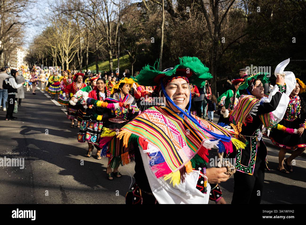 Paris, France. 02nd Mar, 2025. Equatorian dancers perform during the ...