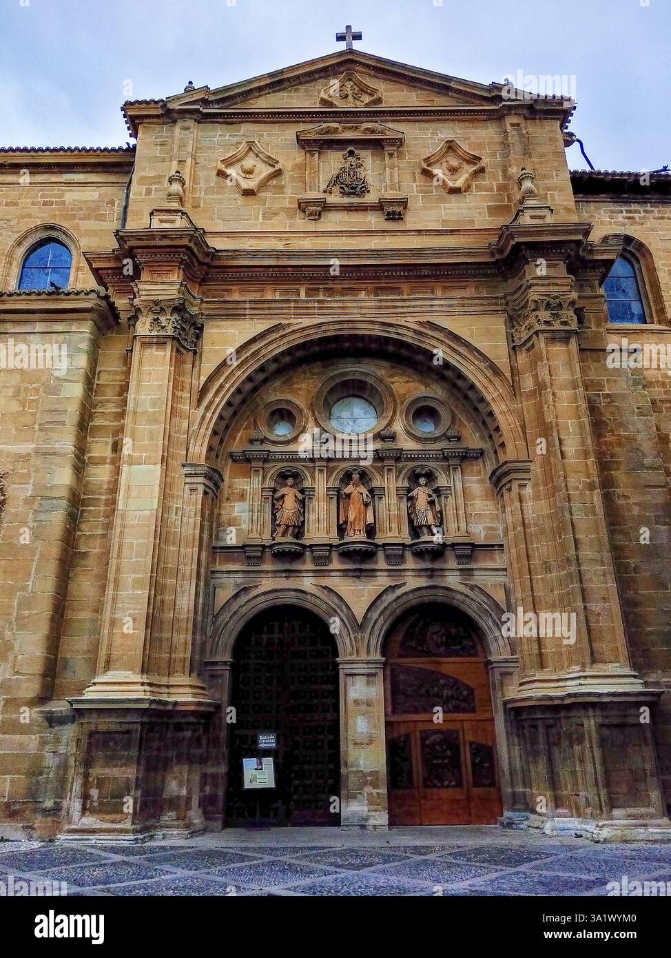 The main facade of the Cathedral of Santo Domingo de la Calzada in La ...