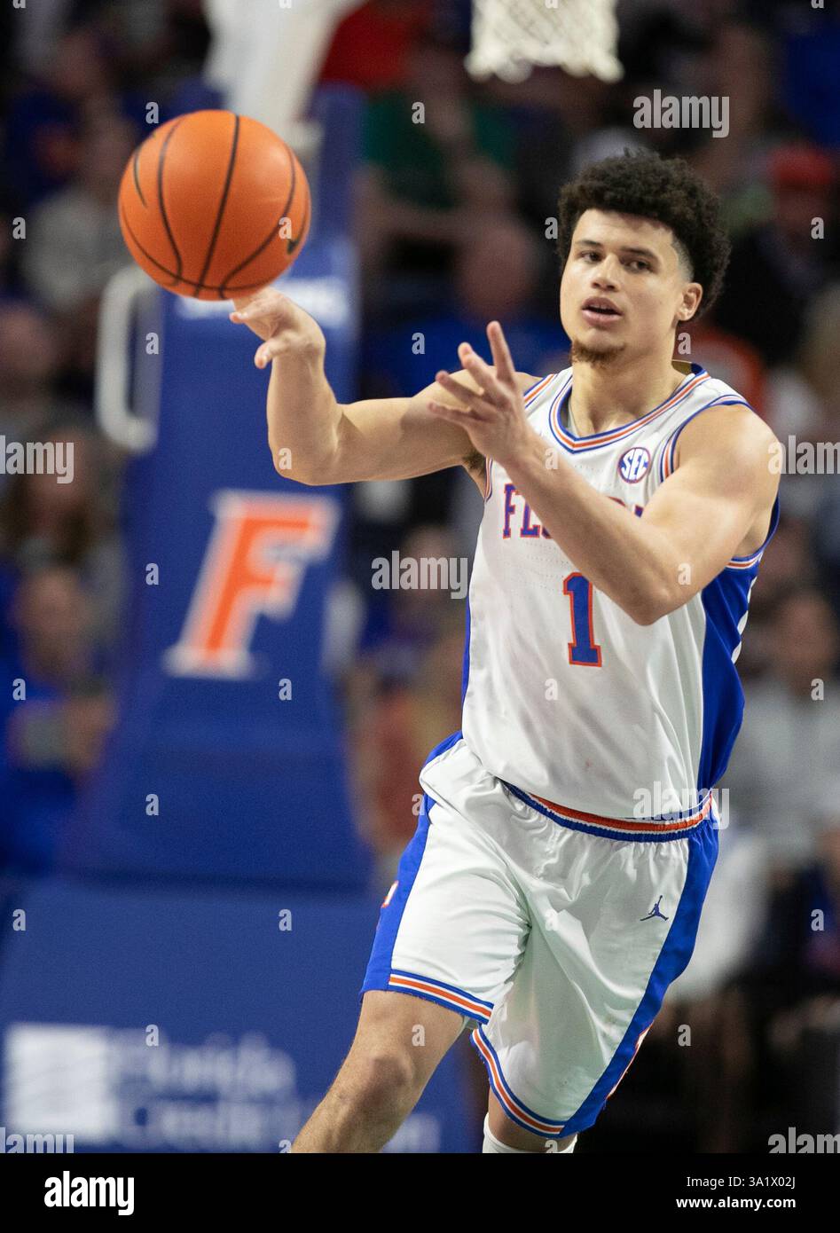 Florida guard Walter Clayton Jr. (1) passes during the second half of ...