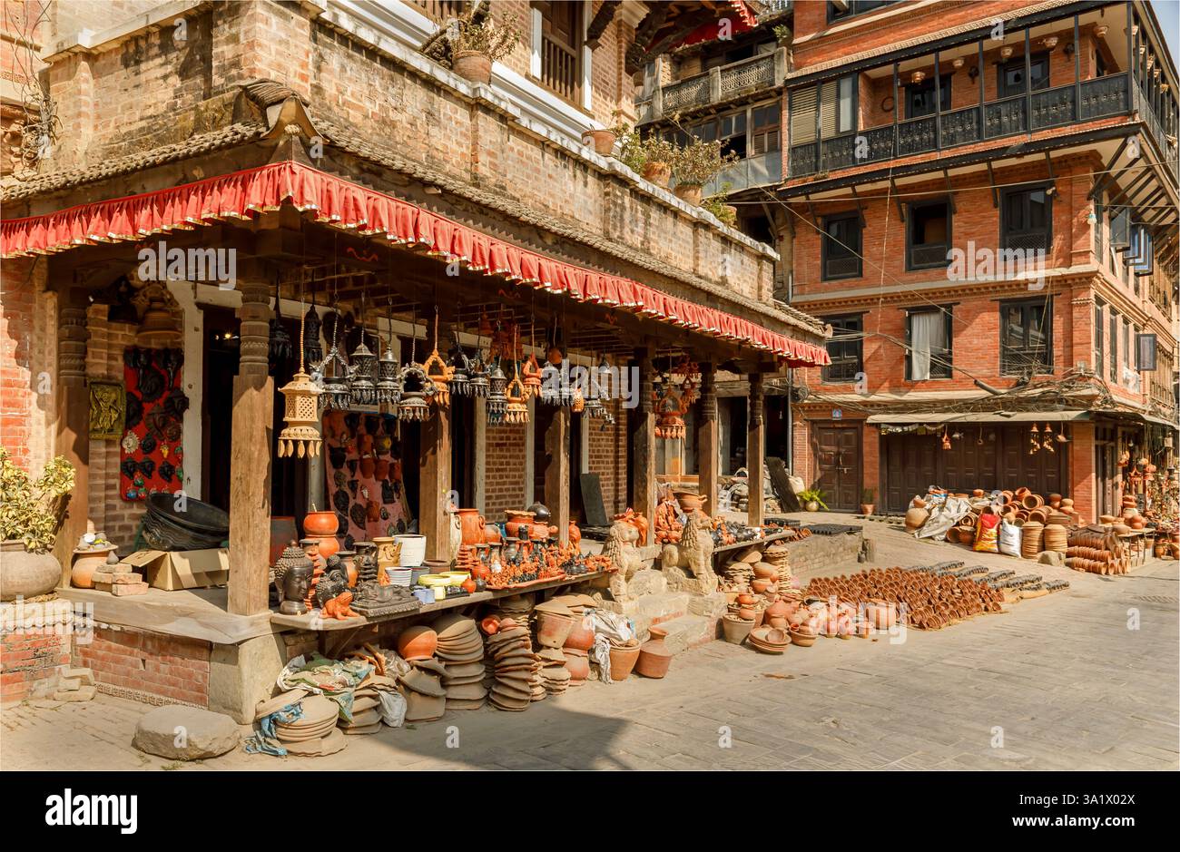 Bhaktapur, Pottery Square Nepal - February 10th 2025 -Pottery store ...