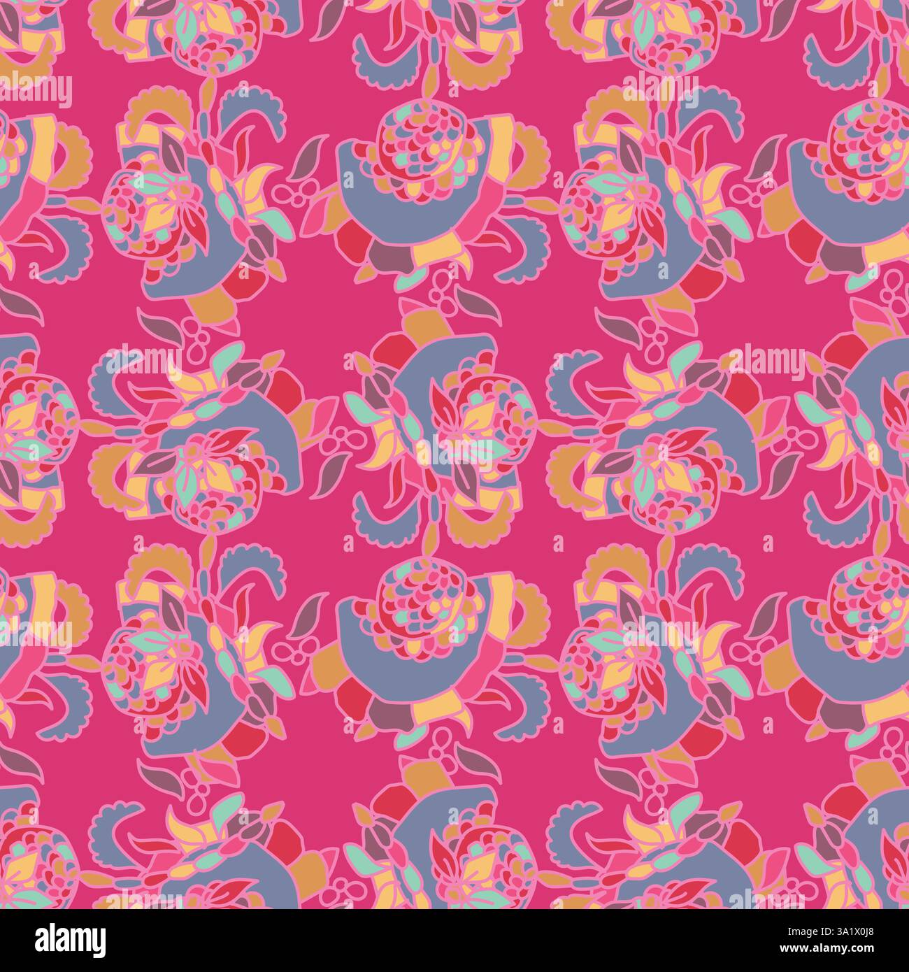 Intricate pattern features bold floral designs hi-res stock photography ...