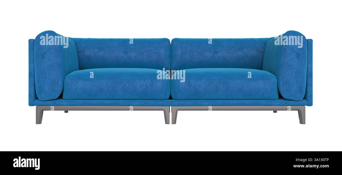Modern blue sofa isolated on transparent background 3d Stock Photo - Alamy