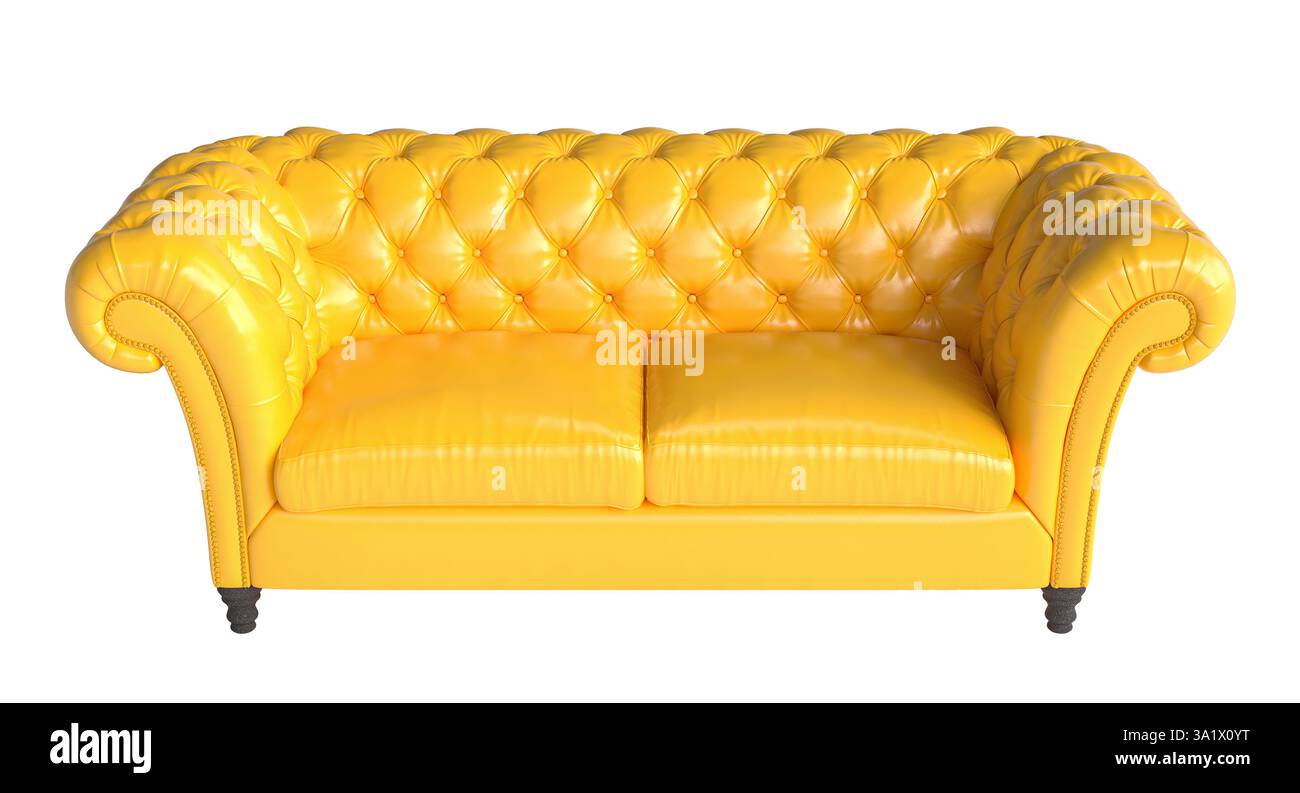 Luxurious yellow chesterfield sofa isolated on transparent background ...