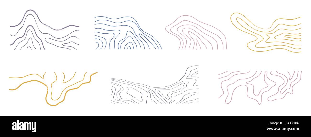 Topography map shapes abstract wavy lines set Stock Vector Image & Art ...
