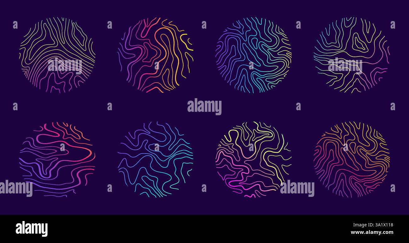 Futuristic topography abstract wavy circle set Stock Vector Image & Art ...